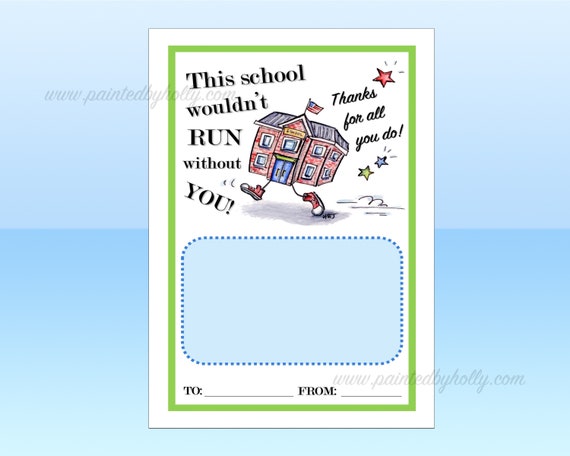 School Staff Printable Card // Gift // Teacher Appreciation - Etsy