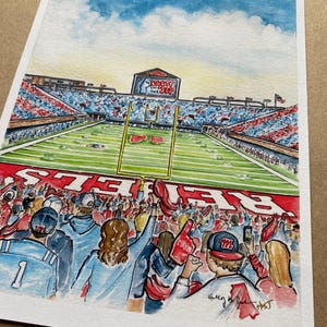 Ole Miss Rebels Football Art Print, Vaught-hemingway Stadium Painting ...