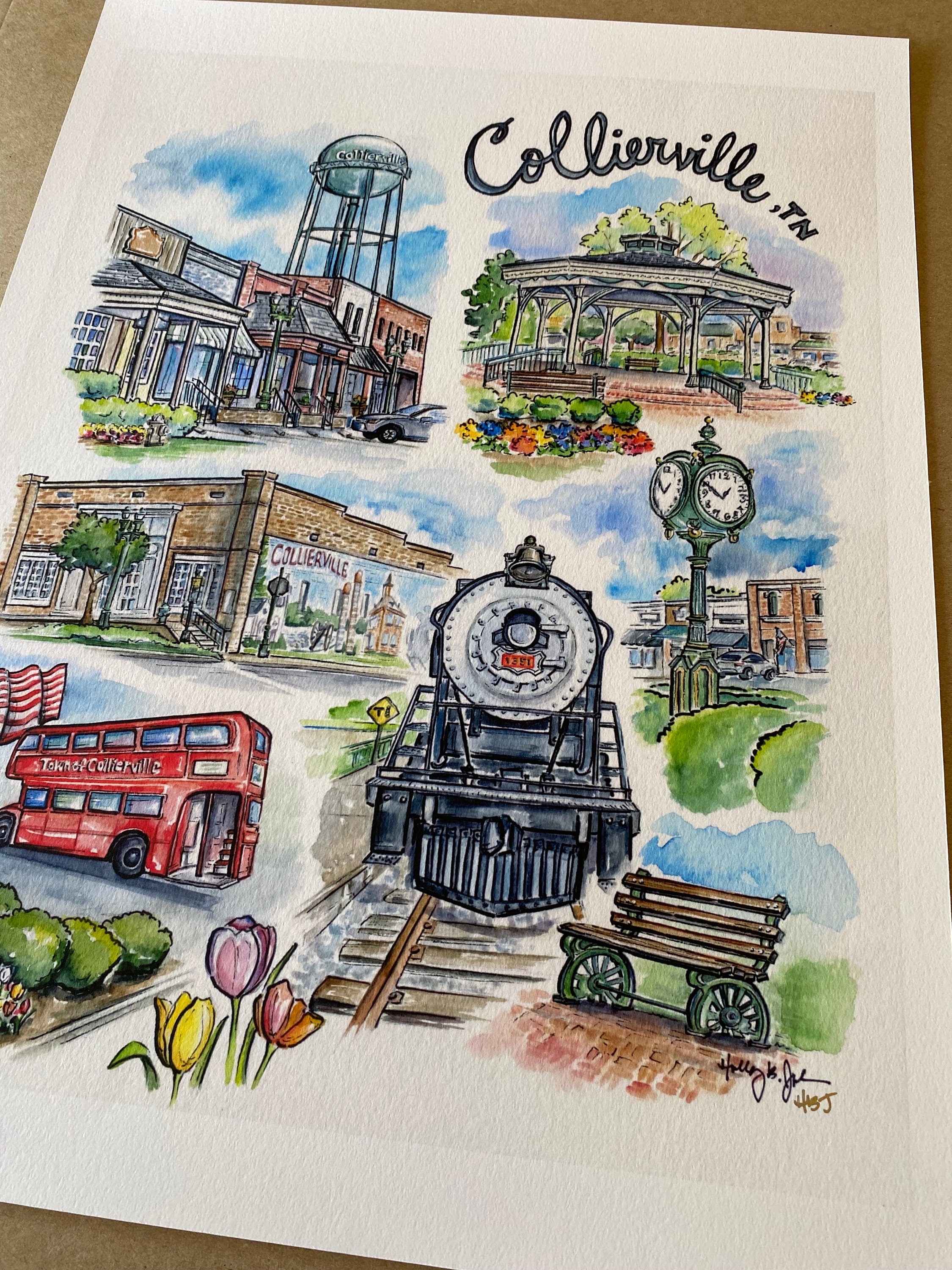 Collierville Tennessee Art Print // Town Square Artwork Gift - Etsy