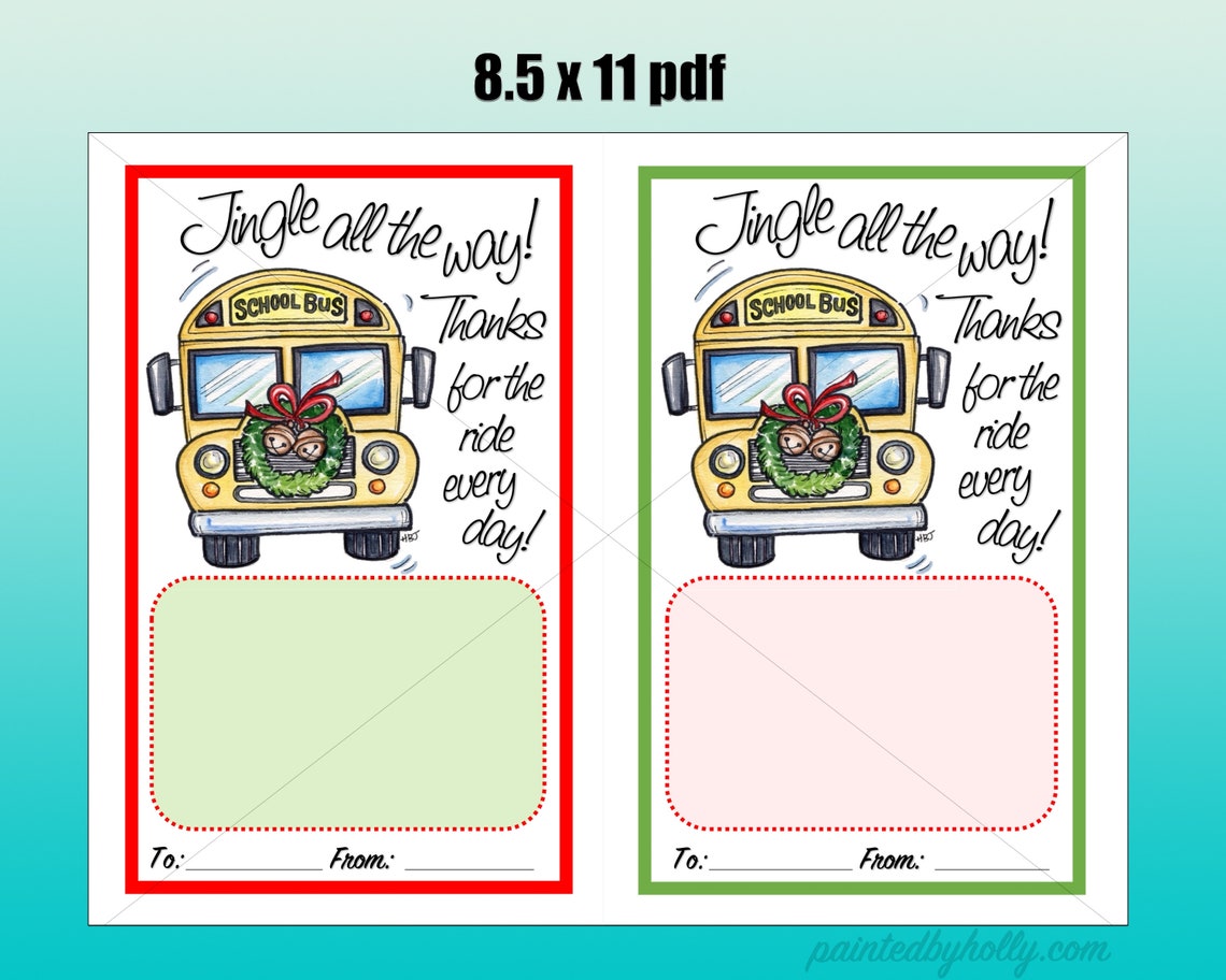 School Bus Driver Christmas Card // Instant Download // - Etsy