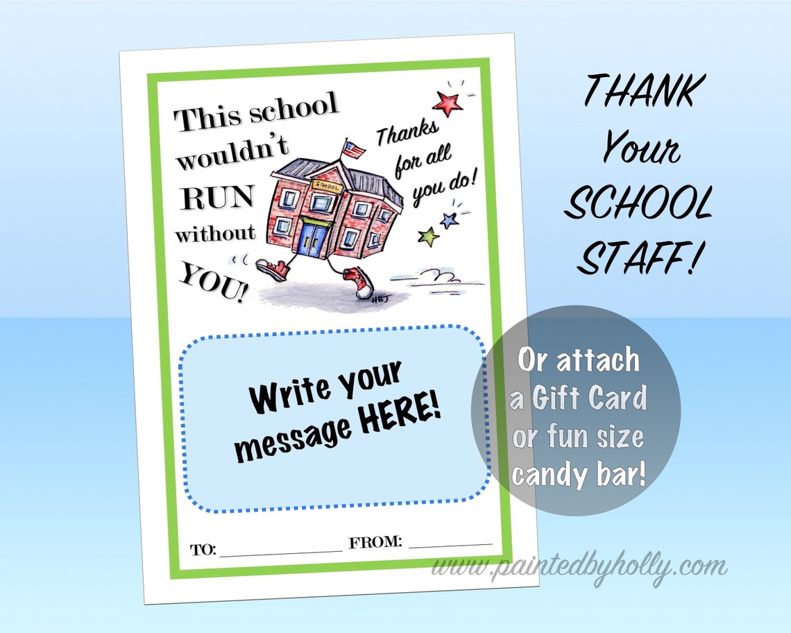 School Staff Printable Card // Gift // Teacher Appreciation Week ...