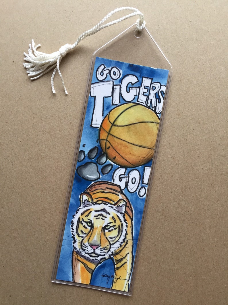 Tigers Basketball Bookmark // Blue and White Team Book Marker - Etsy