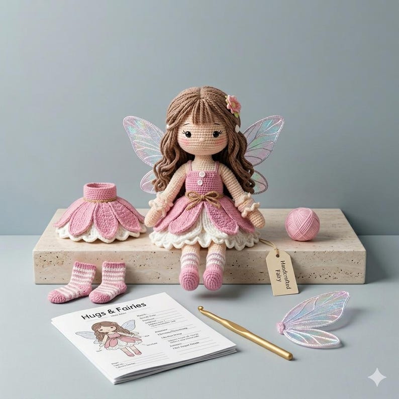 Crochet Fairy Doll Pattern, Amigurumi Wings Dress Tutorial (PDF ...