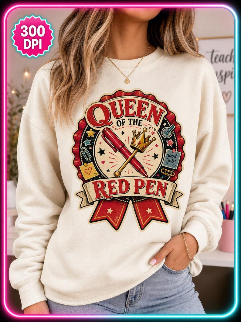 Queen of the Red Pen PNG for Teacher Editor Proofreader Sublimation ...