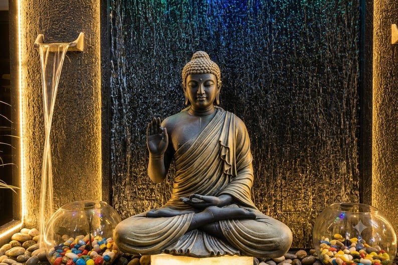 Luxury Majestic Buddha Outdoor Water Fountain With LED Backlighting ...