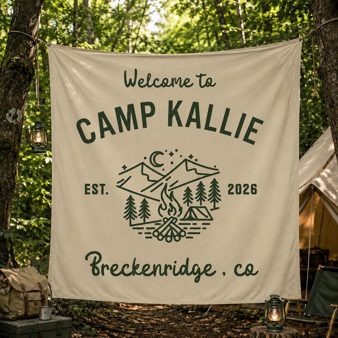 Personalized Camp Bachelorette Tapestry,custom Name Location Camping ...