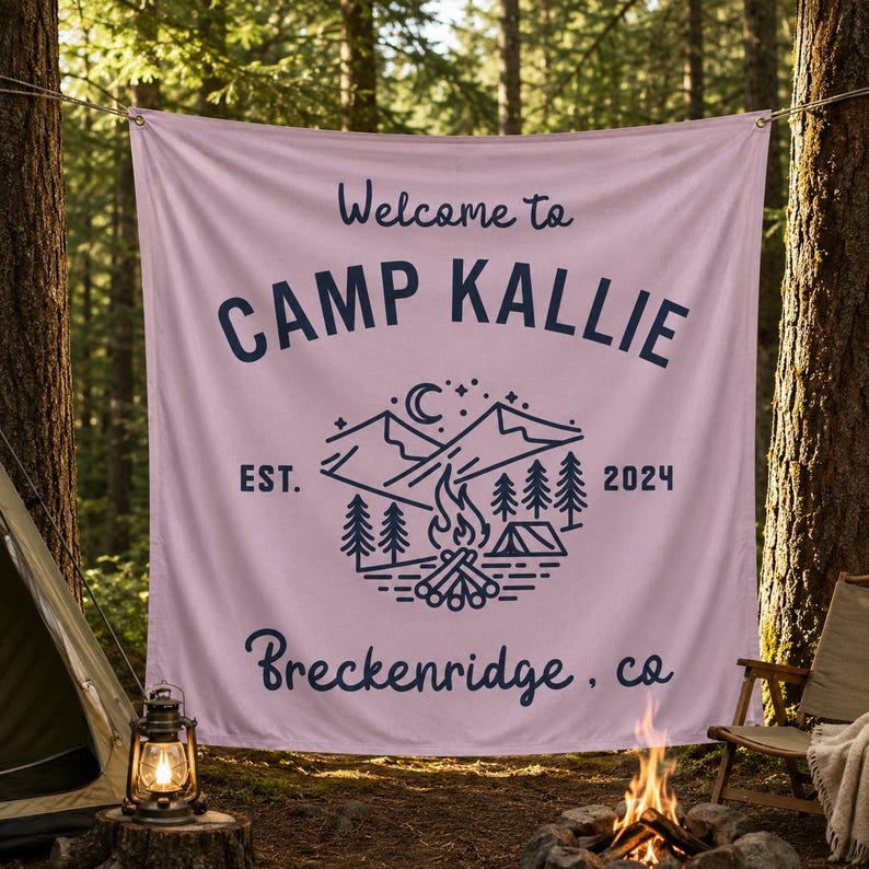 Personalized Camp Bachelorette Tapestry,custom Name Location Camping ...