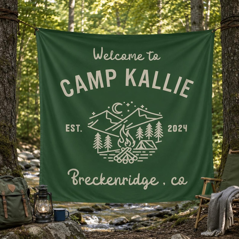 Personalized Camp Bachelorette Tapestry,custom Name Location Camping ...