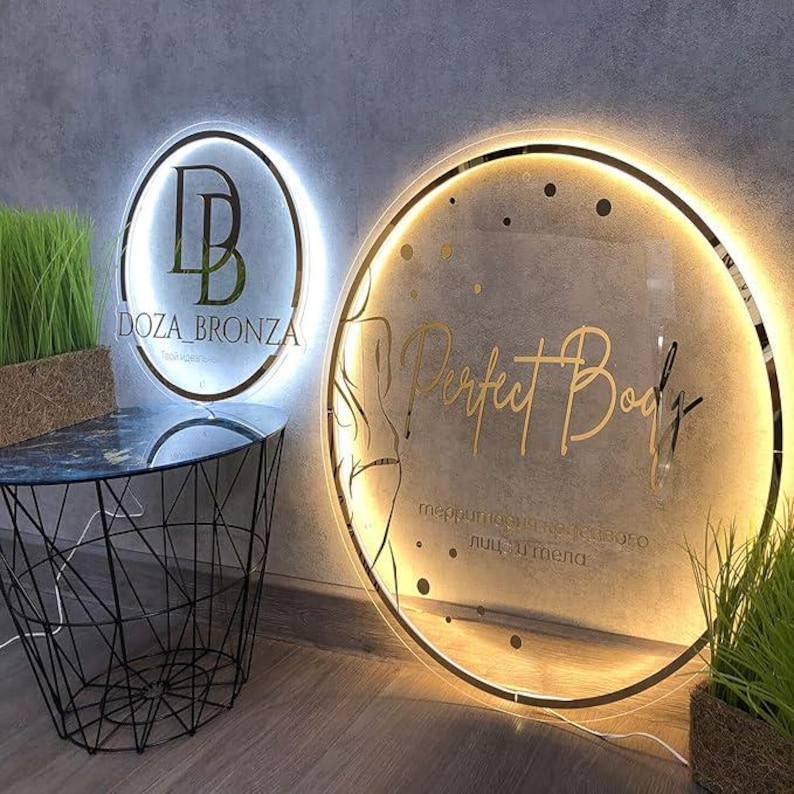 Custom LED Acrylic Neon Logo Sign | Business Wall Art for Office, Salon ...