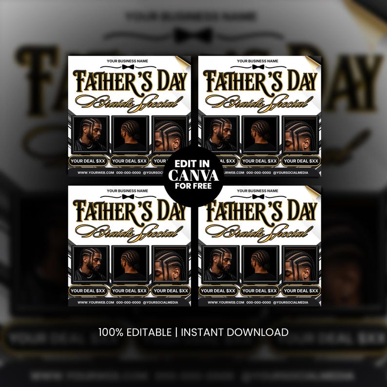 Father's Day Braids Special Flyer Template, Barber Shop Social Media ...