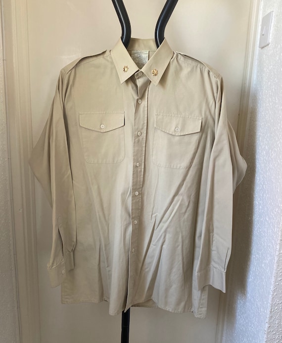 Army all ranks beige shirt long sleeve collar 41 fawn… - Gem