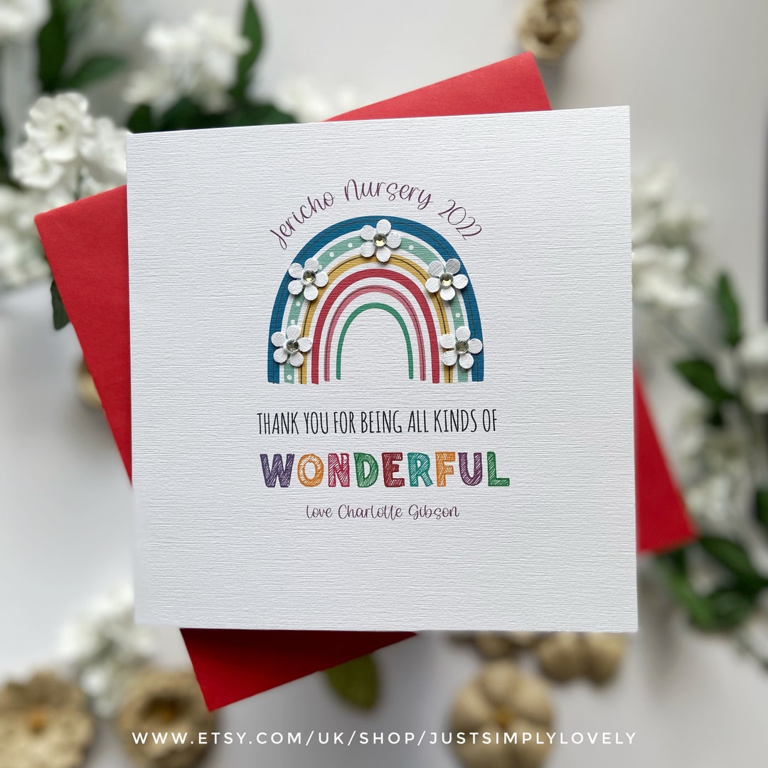 Thank You Teacher Rainbow Card - Etsy