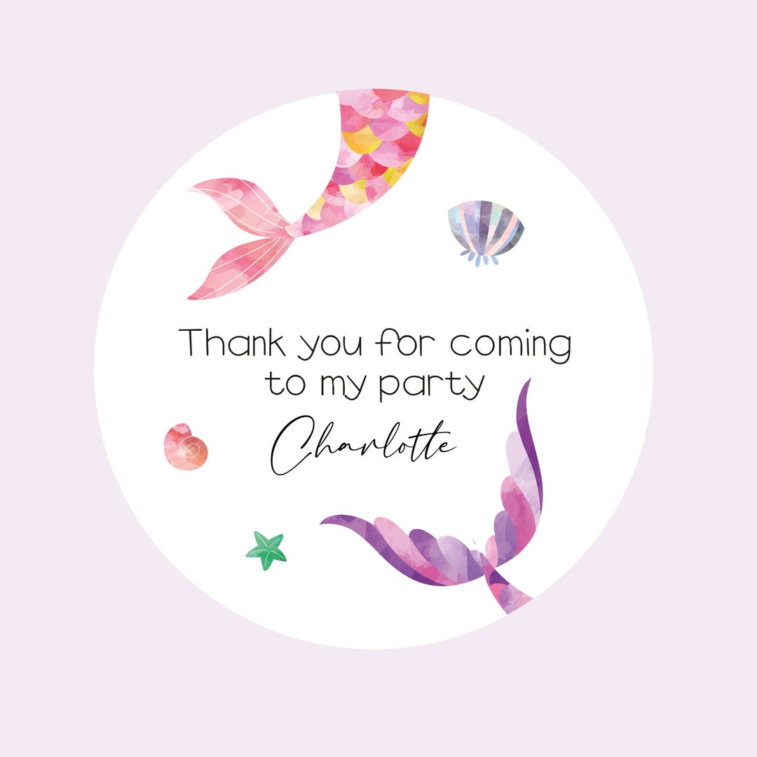 Mermaid Tails Birthday Stickers Labels Personalised Custom Party Labels ...