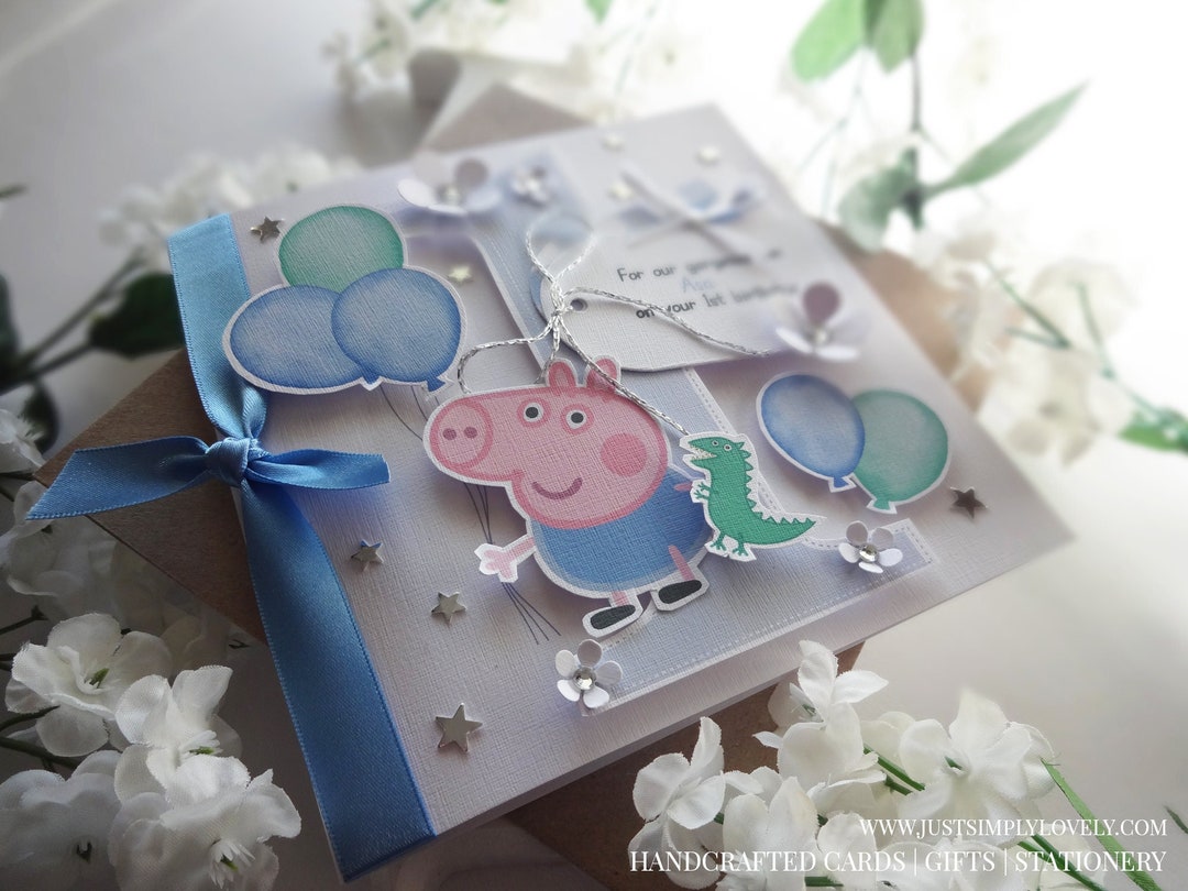 Personalised George Pig Birthday Card | Handmade 1st Birthday - Etsy UK