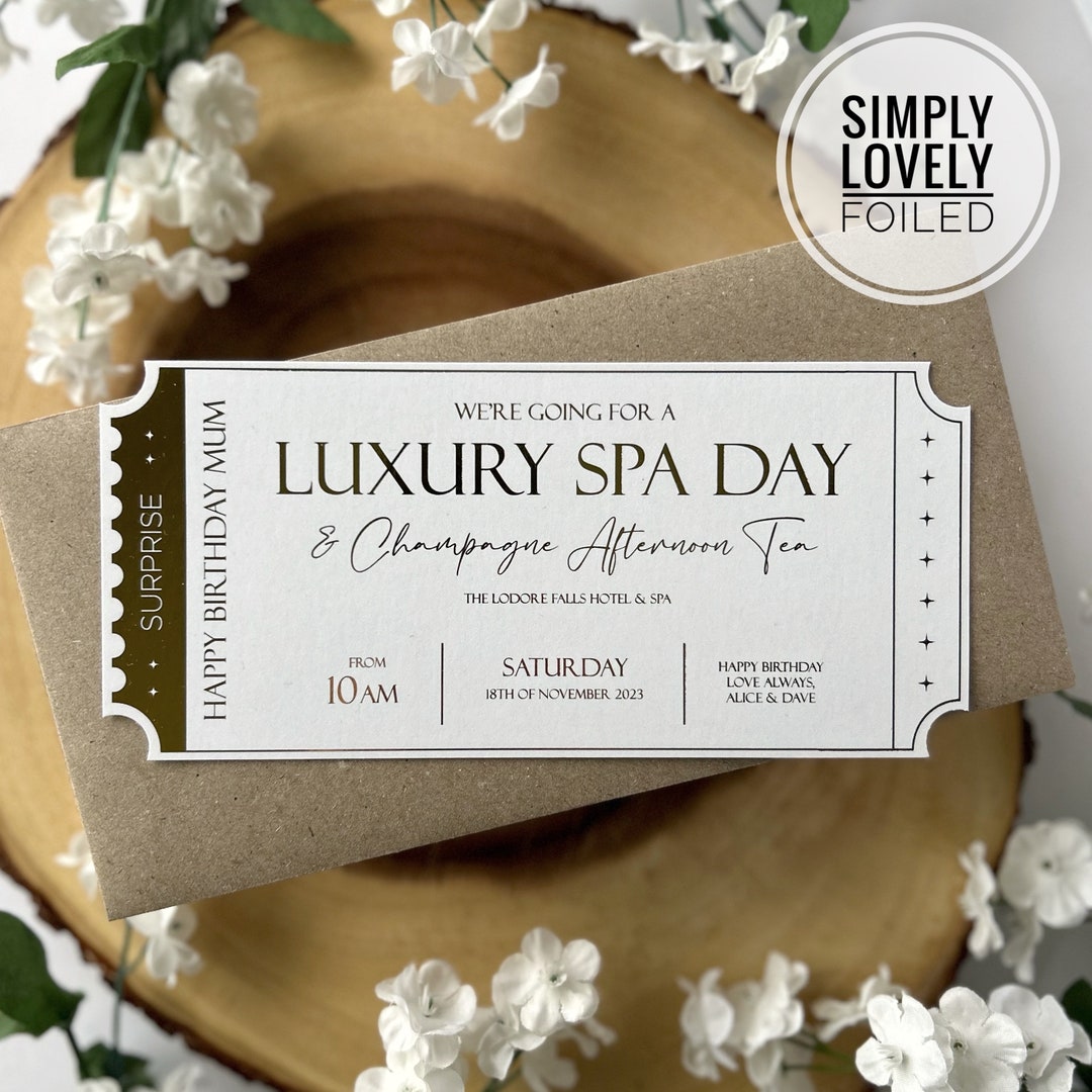 Event Ticket Spa Day Afternoon Tea Dinner Date Personalised Foil Ticket ...