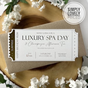 Event Ticket Spa Day Afternoon Tea Dinner Date Personalised Foil Ticket ...