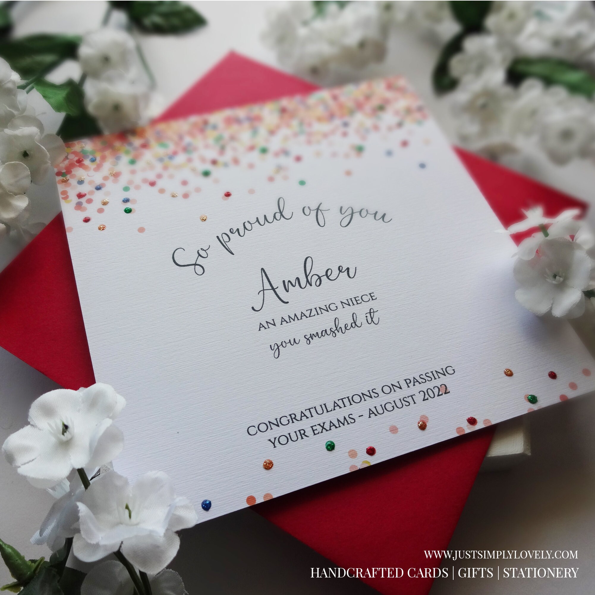Exam Congratulations Card Glittery Confetti Perfect for GCSE, Alevel or ...