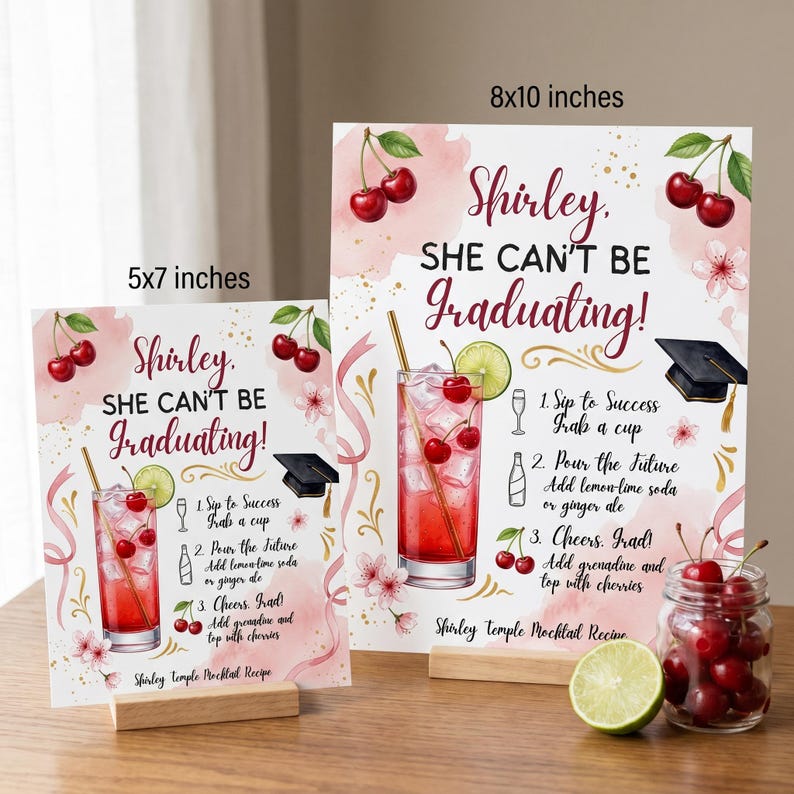 Editable Shirley Temple Bar Sign Graduation, Shirley She Can't Be ...