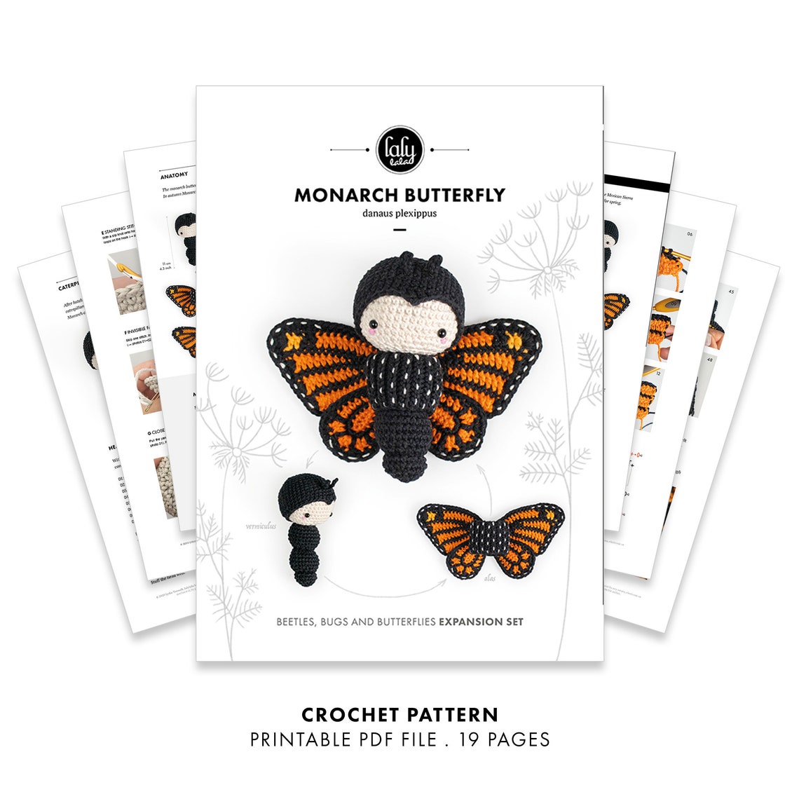 Crochet Pattern MONARCH BUTTERFLY Amigurumi Diy Caterpillar - Etsy