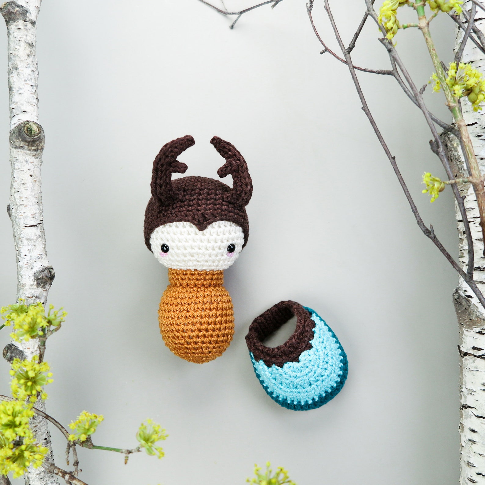 Crochet Pattern Lalylala STAG BEETLE Amigurumi Diy • Larva Plus ...