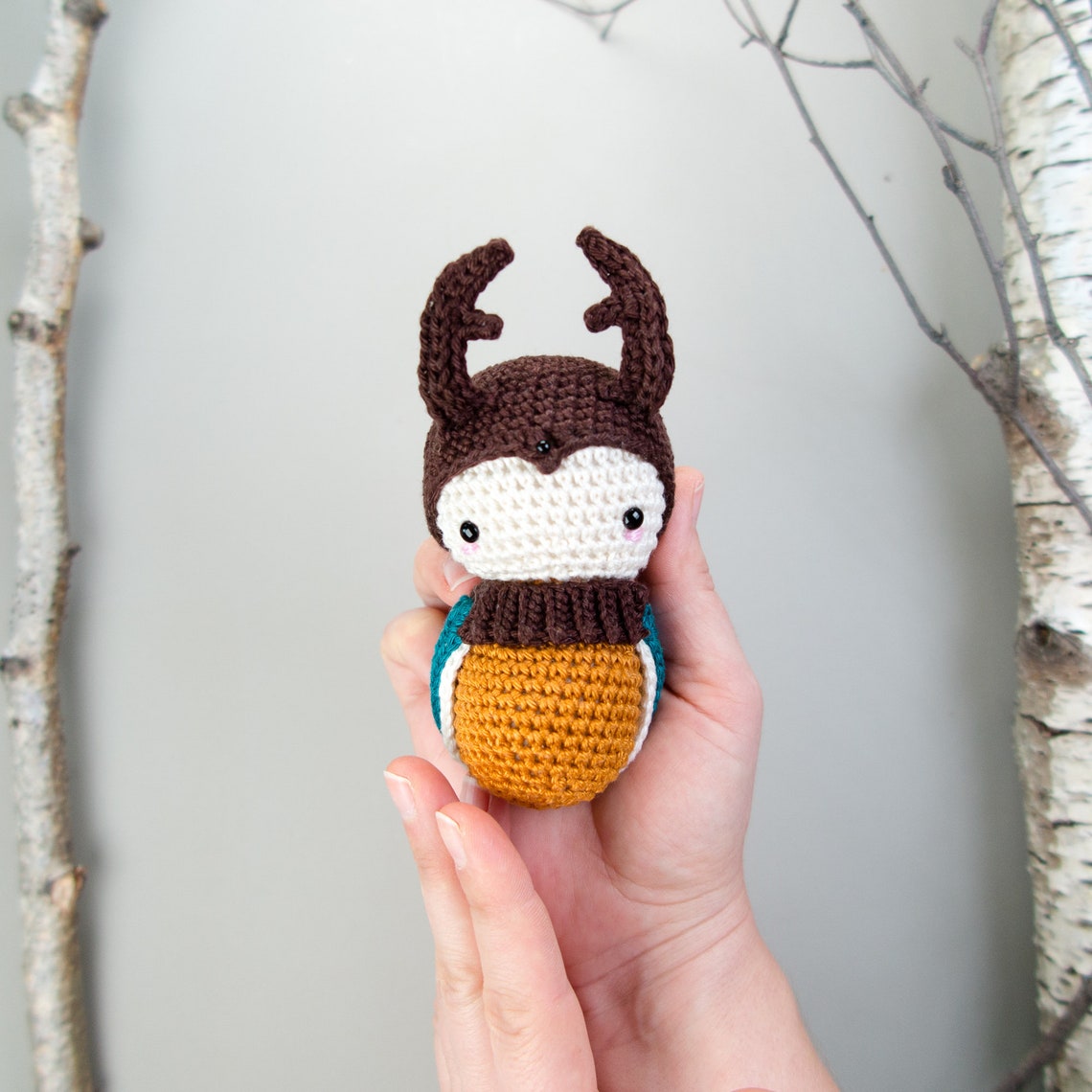 Crochet Pattern Lalylala STAG BEETLE Amigurumi Diy • Larva Plus ...