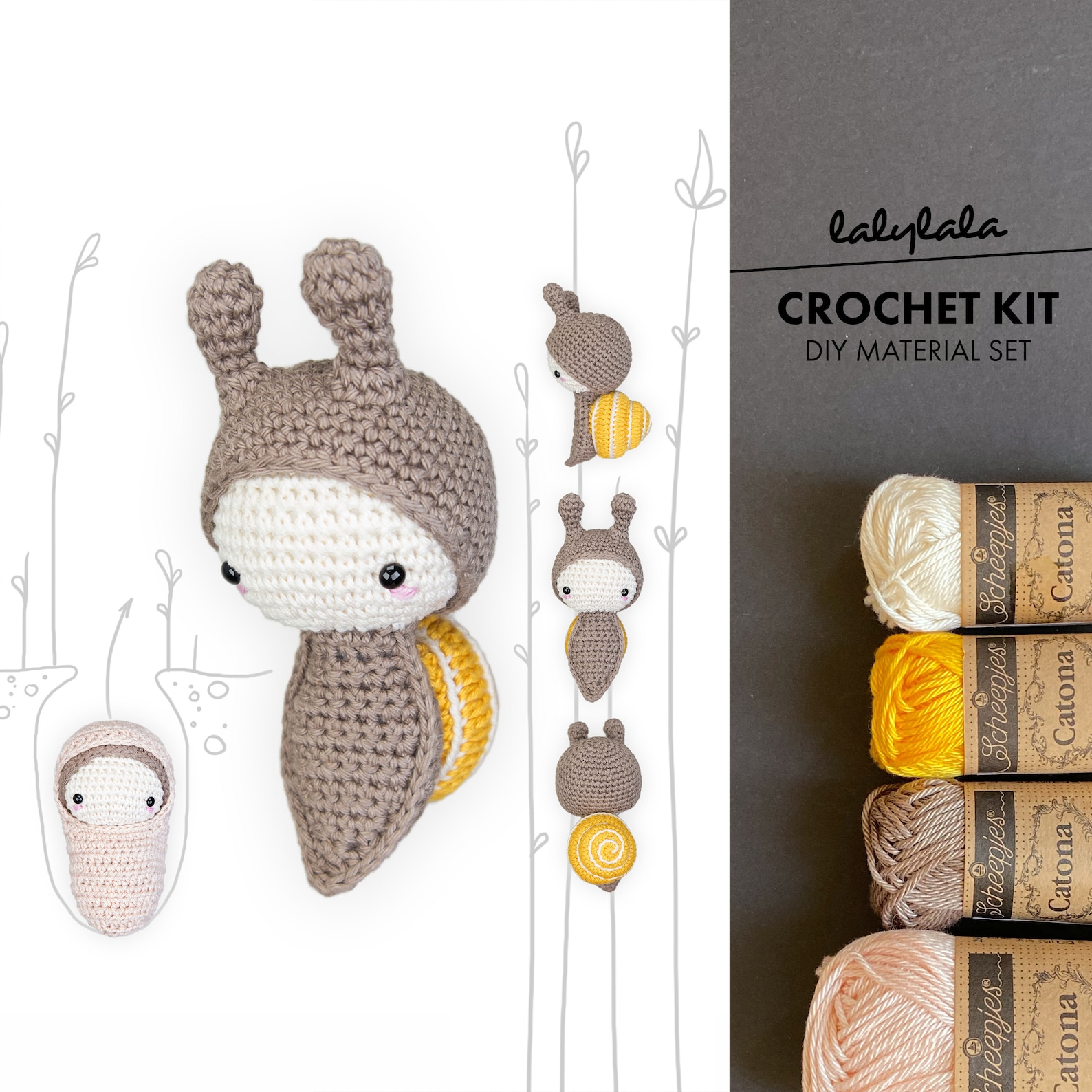 Crochet Kit Lalylala SNAIL Amigurumi Diy • Life Cycle Craft Kit ...