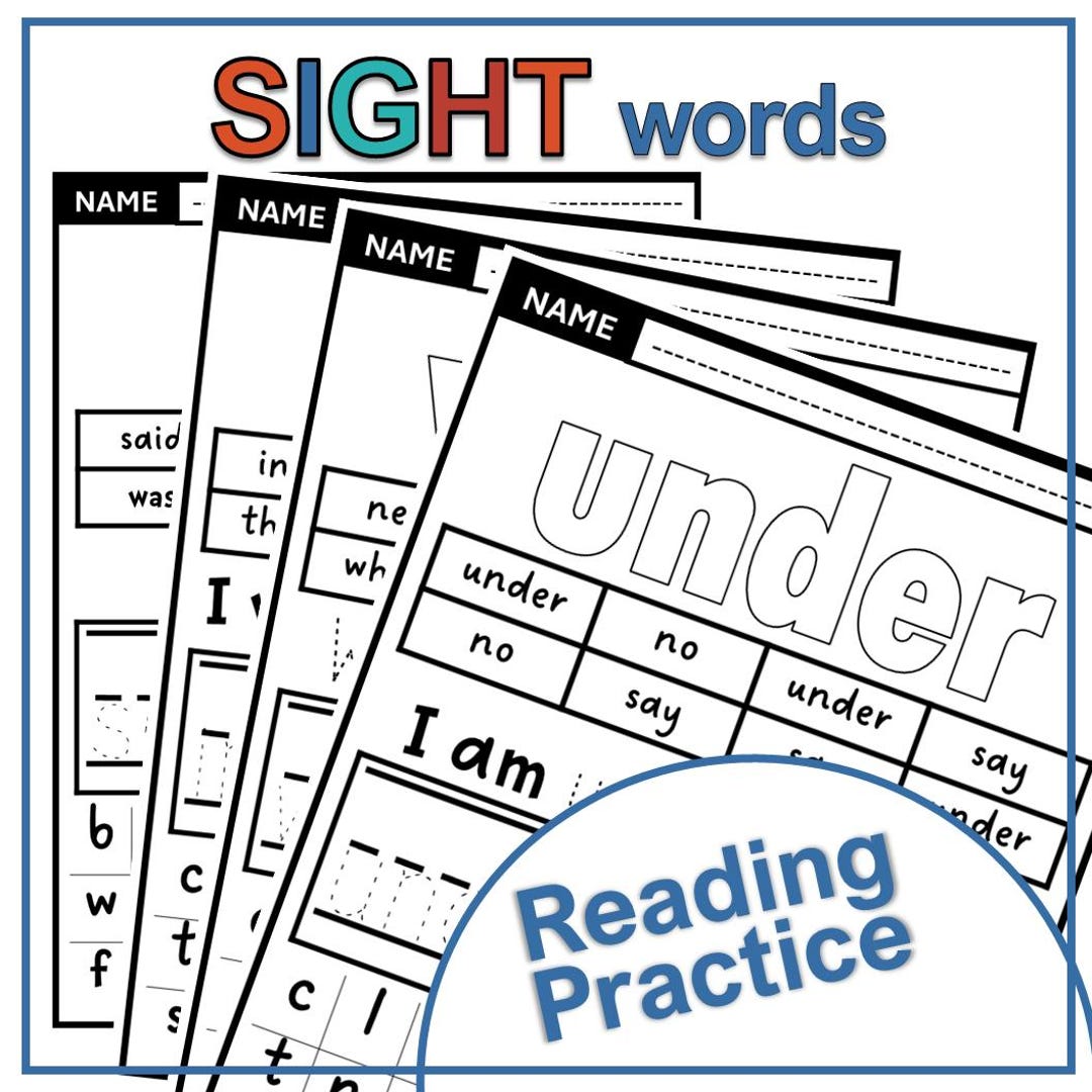 Kindergarten | 90 Sight Word Practice Pages | Read, Color, Trace ...