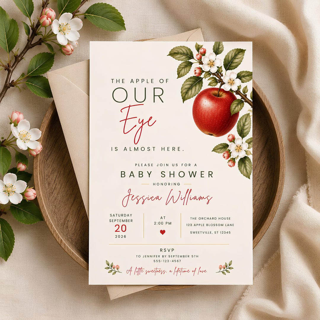 Apple Blossom Baby Shower Invitation Template | Orchard, Fall Theme ...