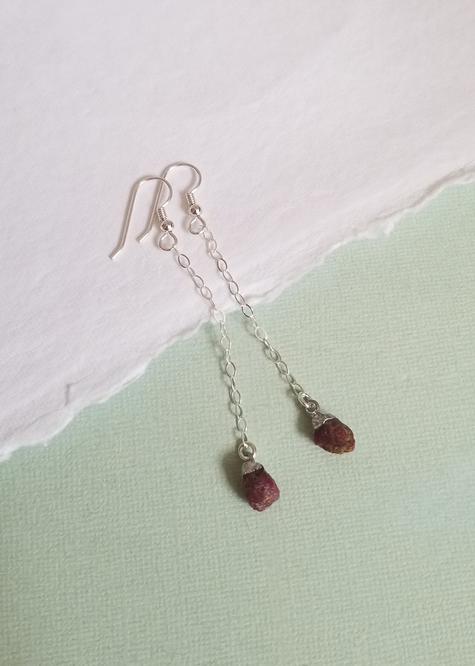 Raw Gemstone Earrings Long Gold Earrings Birthday Gift Idea | Etsy