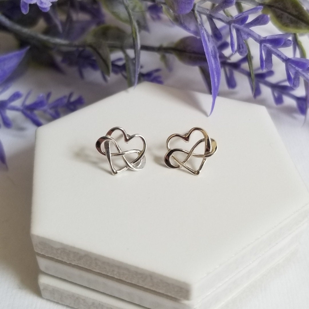 Tiny Infinity Heart Studs, Delicate Stud Earrings, Infinity Heart ...