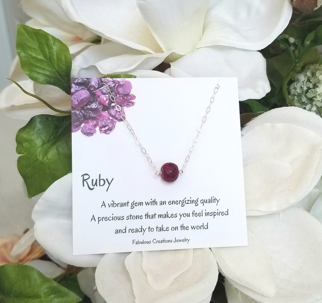 Raw Ruby Necklace, July Birthstone, Dainty Layering Necklace, Gemstone ...