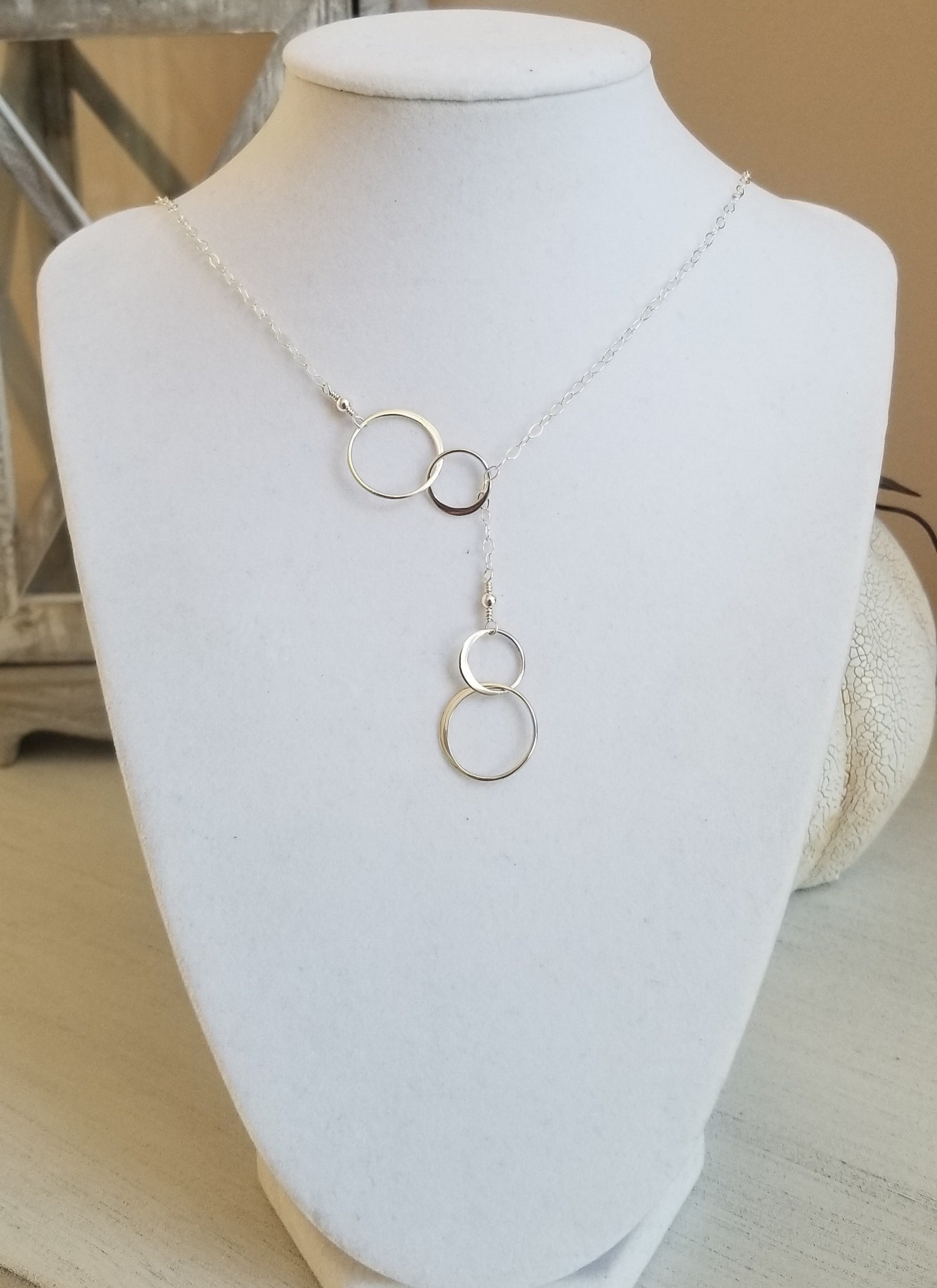 Eternity Lariat, Unity Necklace, Sterling Silver, Gift for Best Friend ...