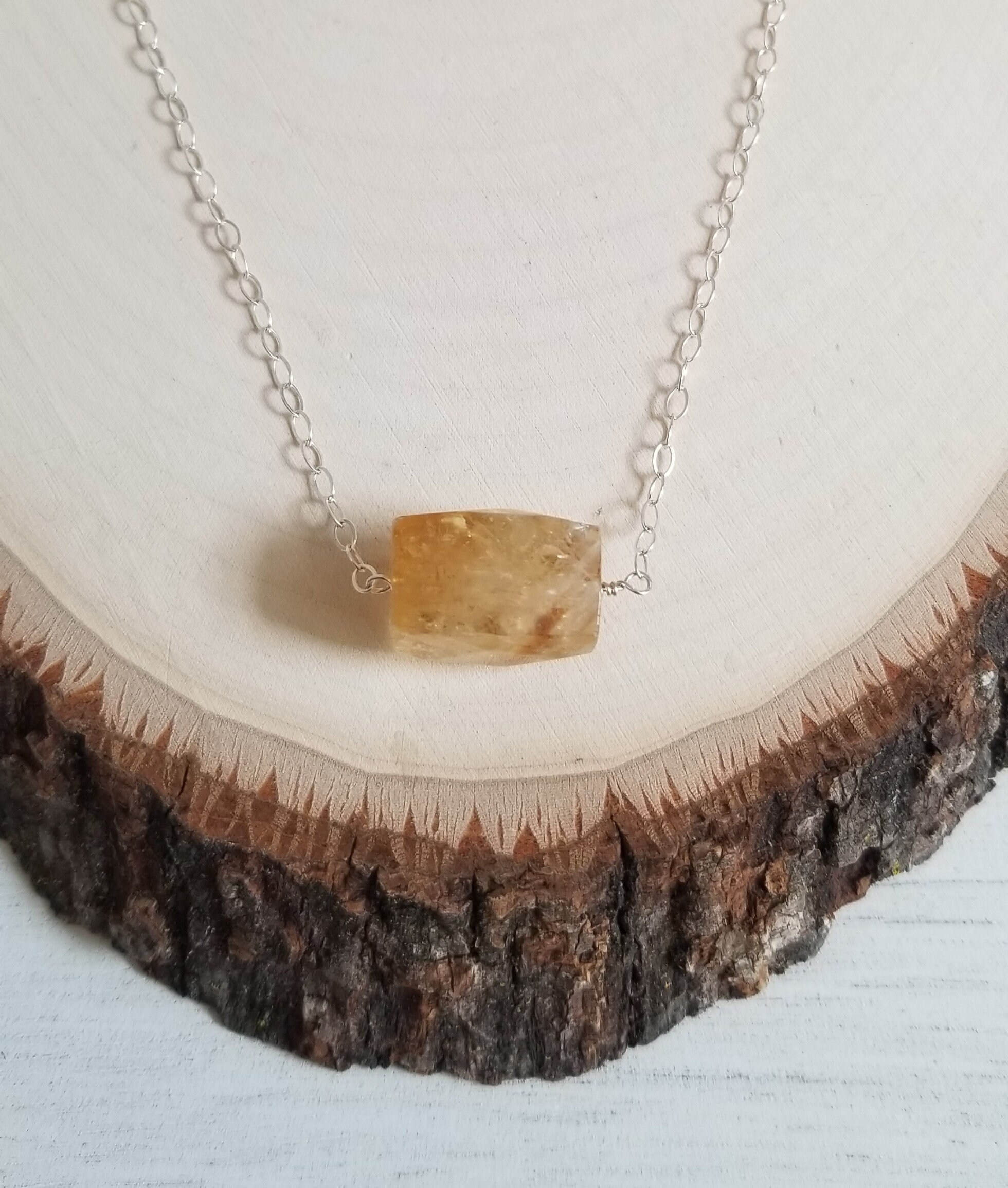 Citrine Necklace Natural Citrine Choker Raw Crystal | Etsy