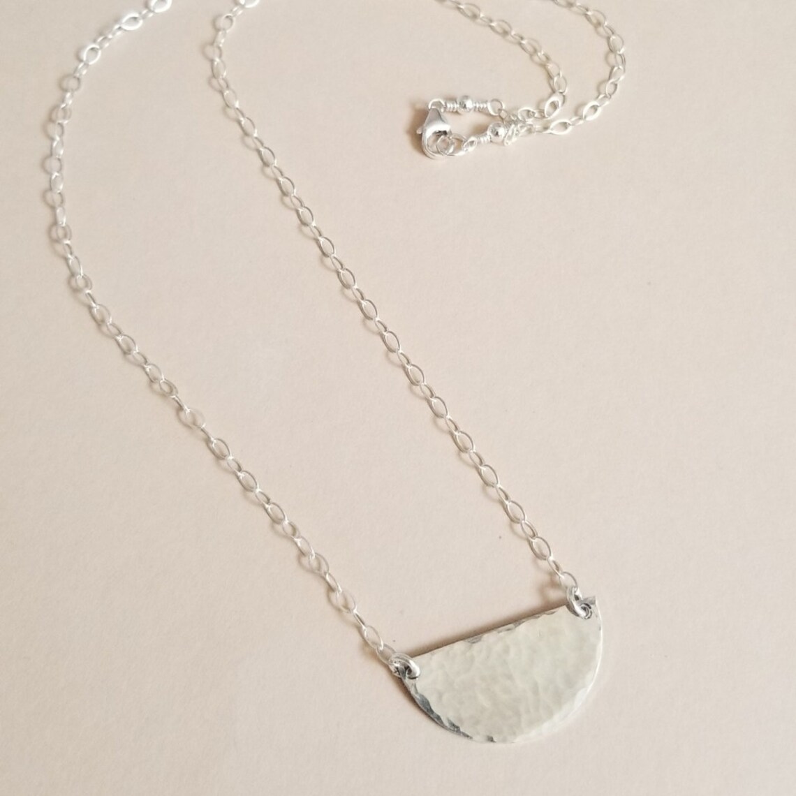 Hammered Half Moon Necklace, Silver Moon Necklace, Gift for Her ...