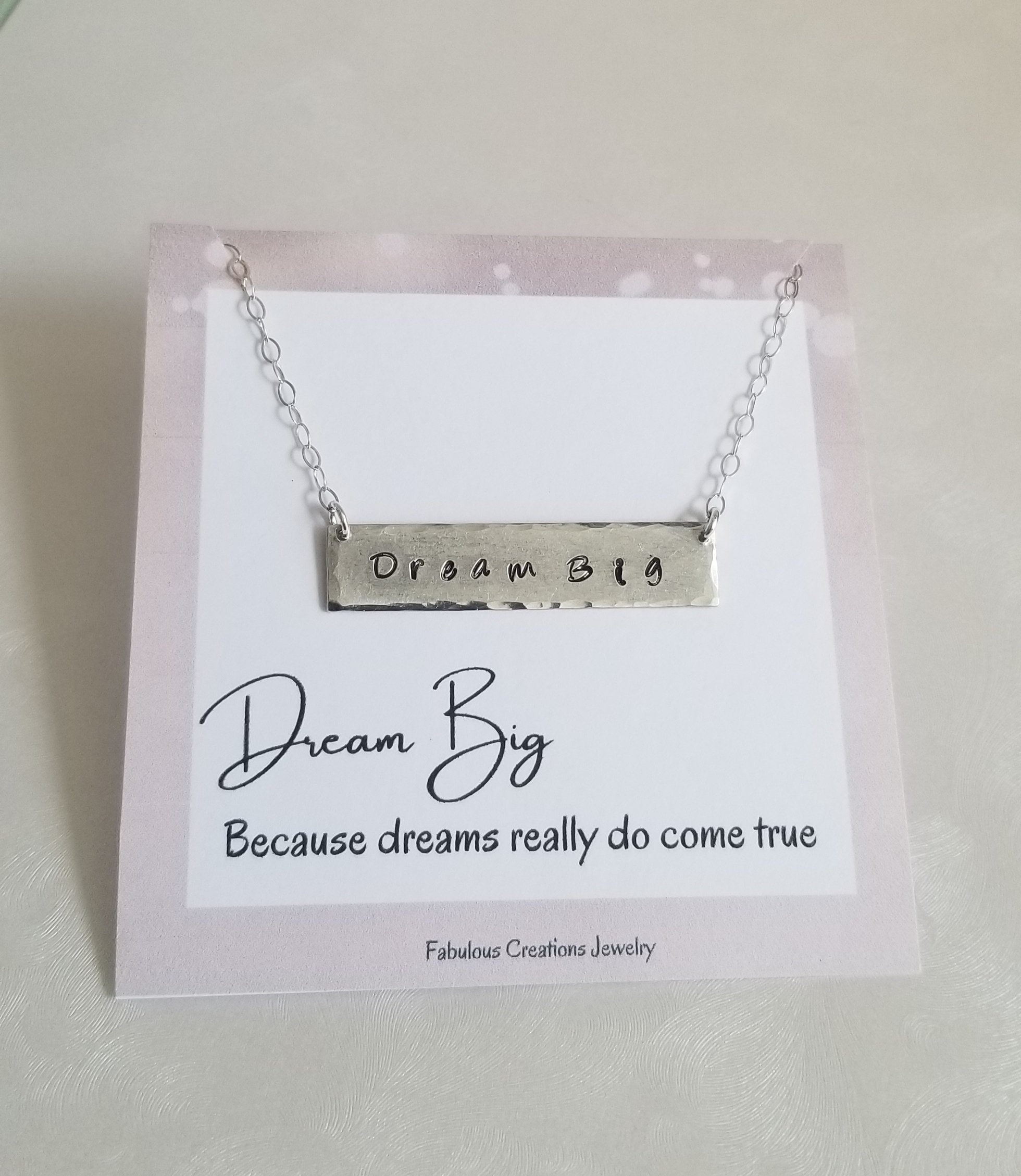 Silver Bar Necklace Hand Stamped Bar Necklace Graduation | Etsy