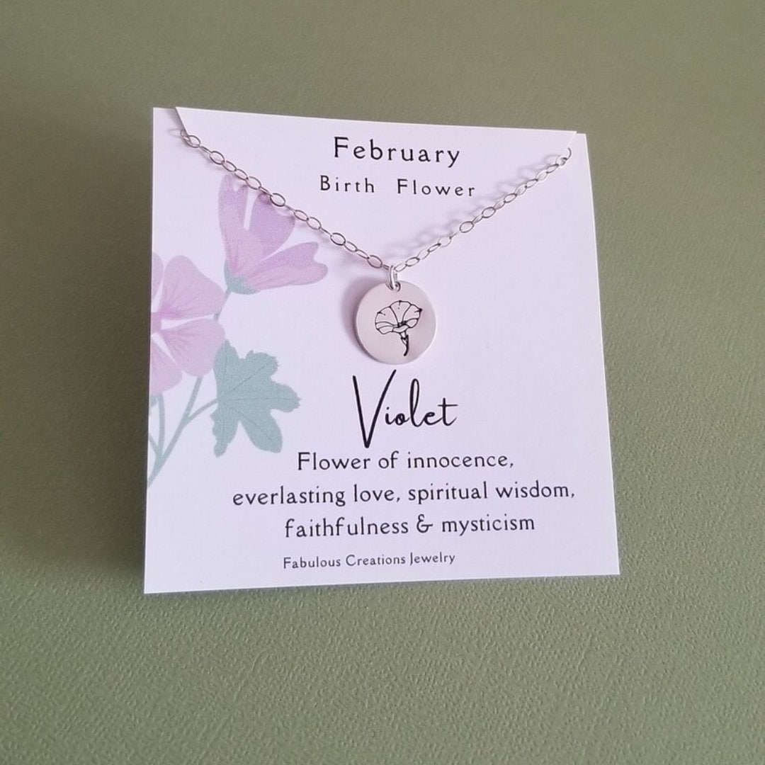 February Birth Flower Necklace, Birth Month Flower, February Birthday ...