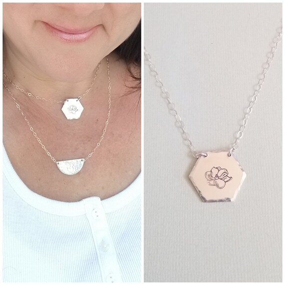 Custom Flower Necklace Magnolia Necklace Gift for Her Lily - Etsy