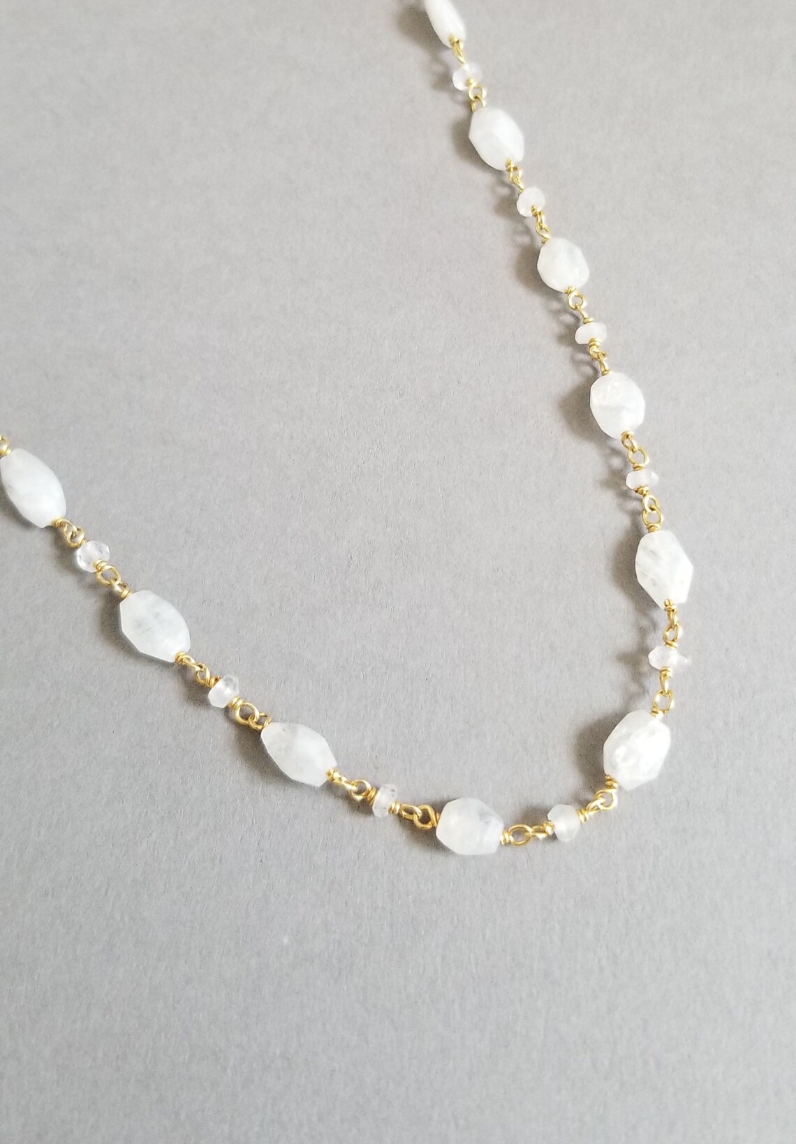 Natural Moonstone Beaded Necklace Boho Gemstone Choker Gold | Etsy