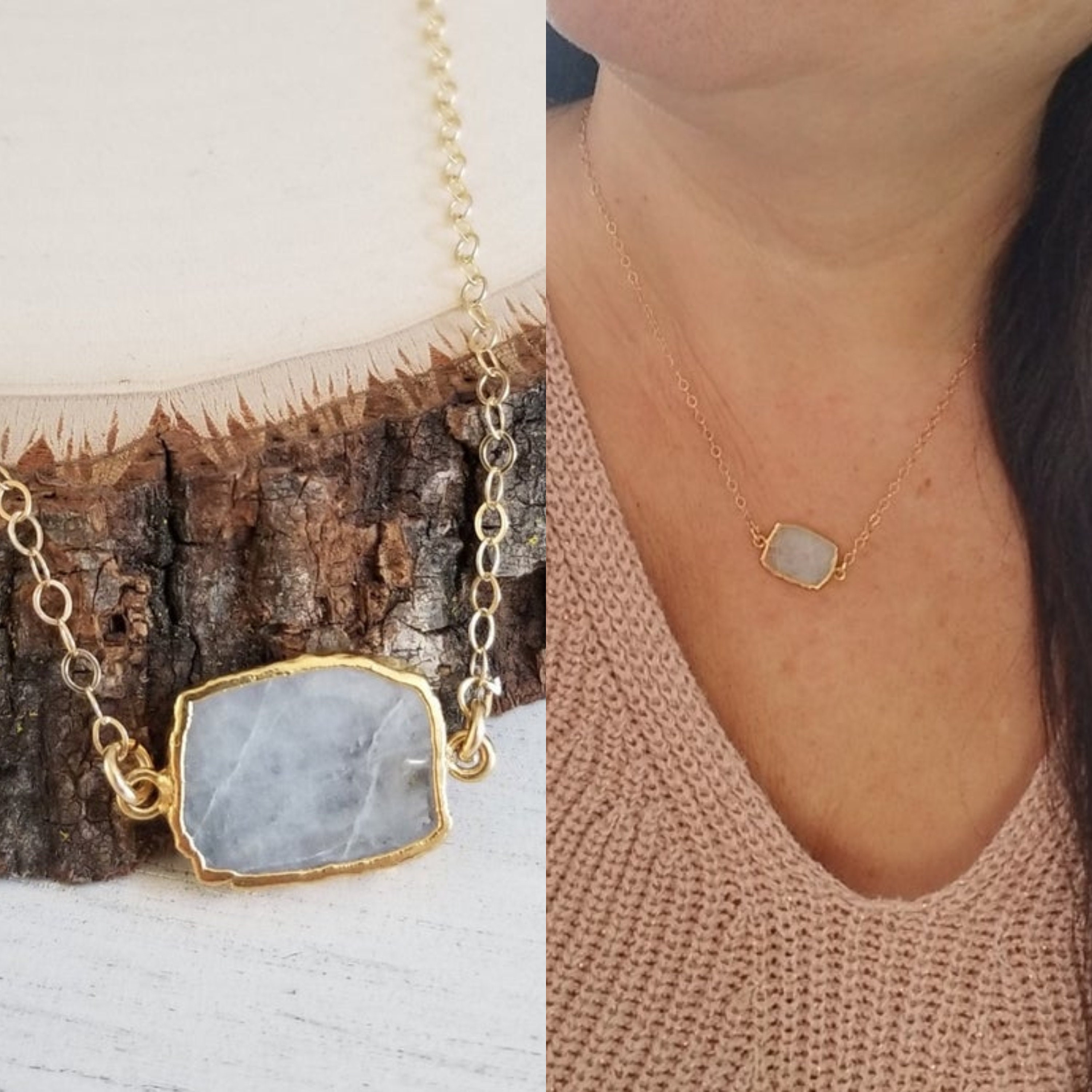 Moonstone Necklace, Moonstone Crystal Pendant Necklace, Gift for Sister ...