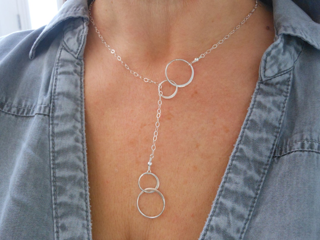 Eternity Lariat, Unity Necklace, Sterling Silver, Gift for Best Friend ...