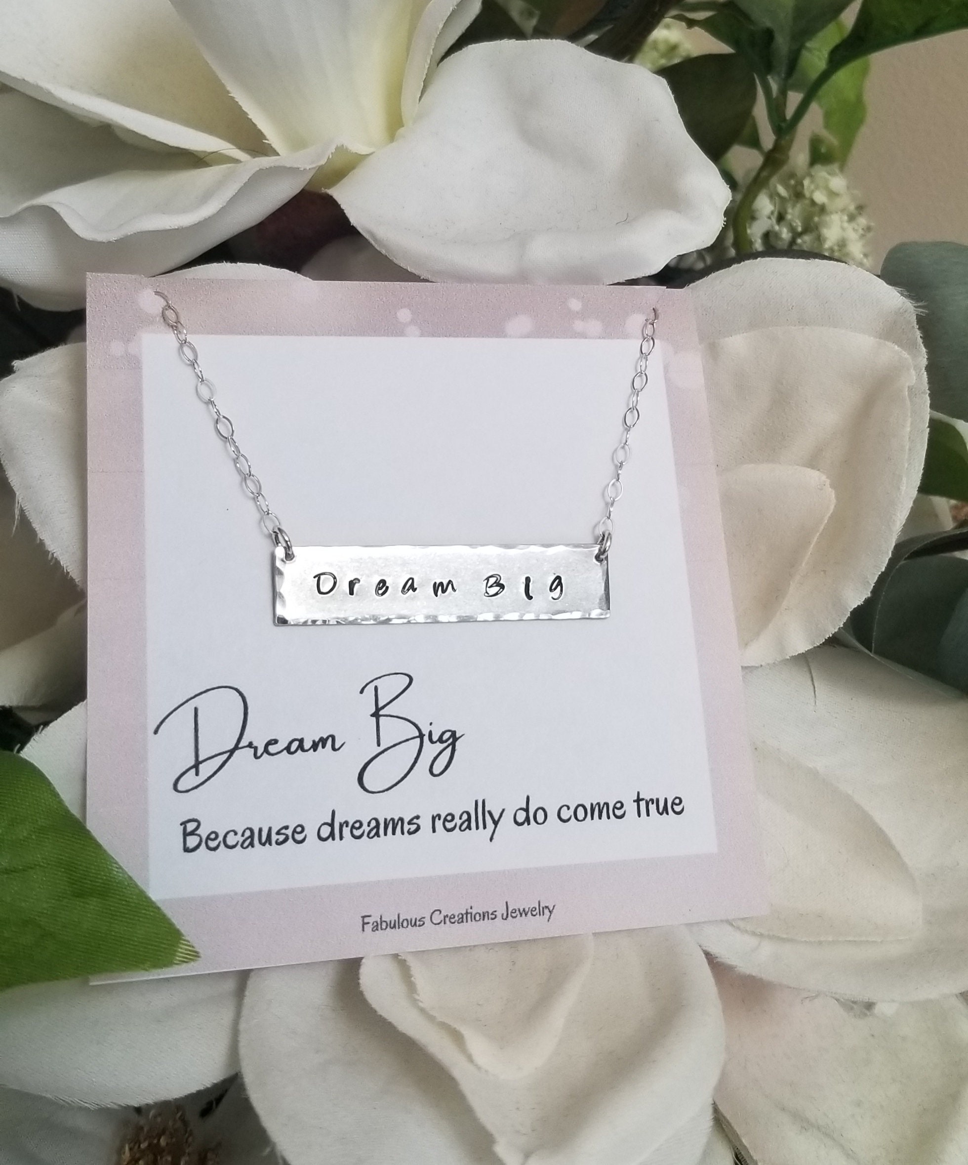 Silver Bar Necklace Hand Stamped Bar Necklace Graduation | Etsy