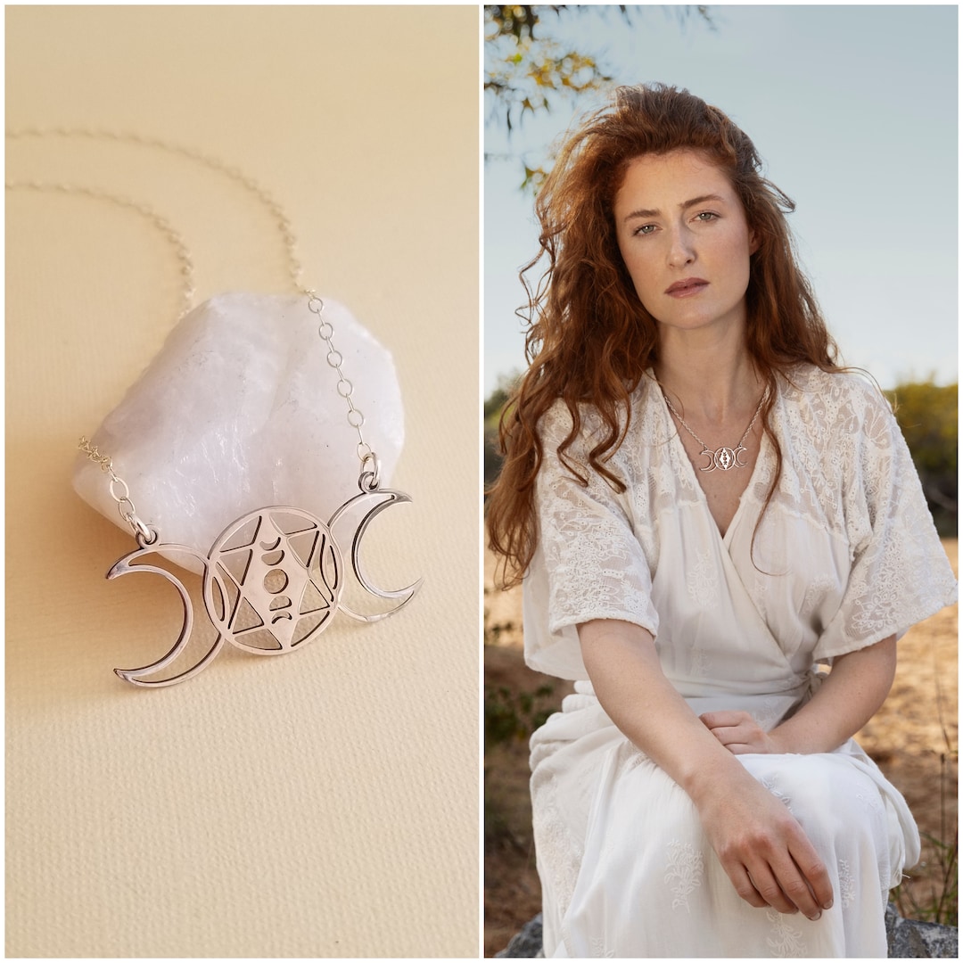 Moon Phase Necklace, Silver Moon Phases Pendant Necklace, Boho Moon ...