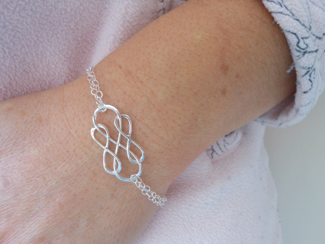 Sterling Silver Triple Infinity Bracelet, Gift for Sister, Double ...