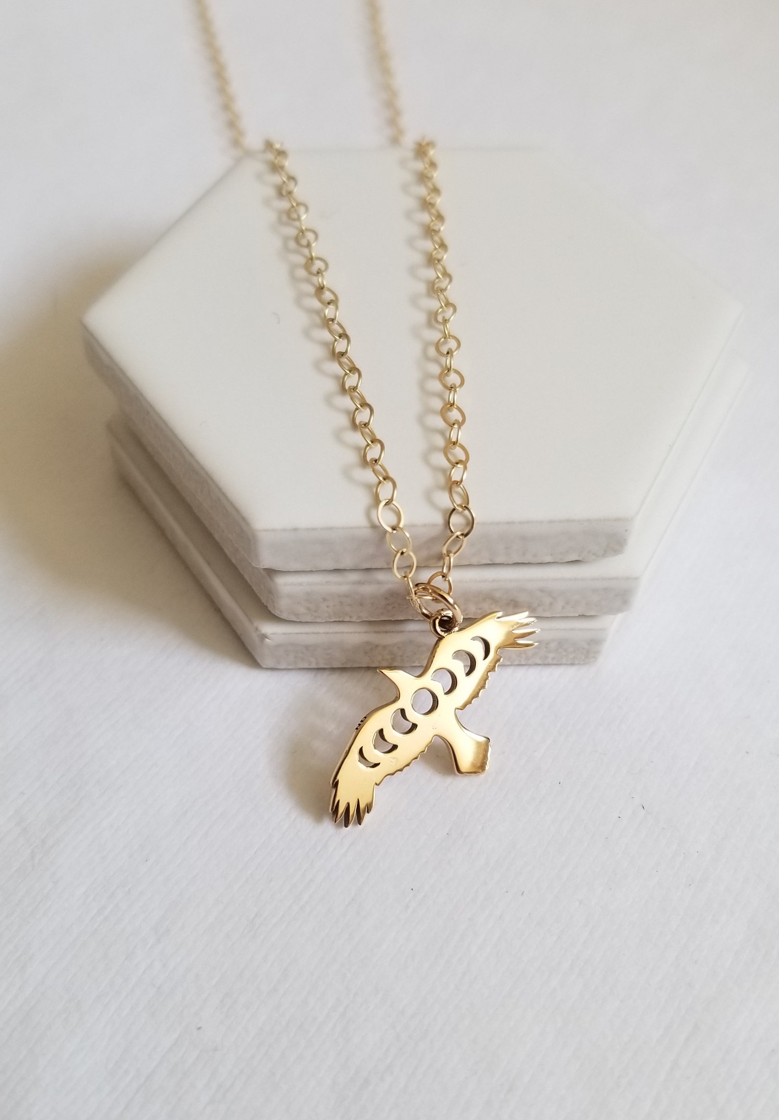 Raven Necklace Gold Raven Charm Necklace Bird Necklace Bird | Etsy