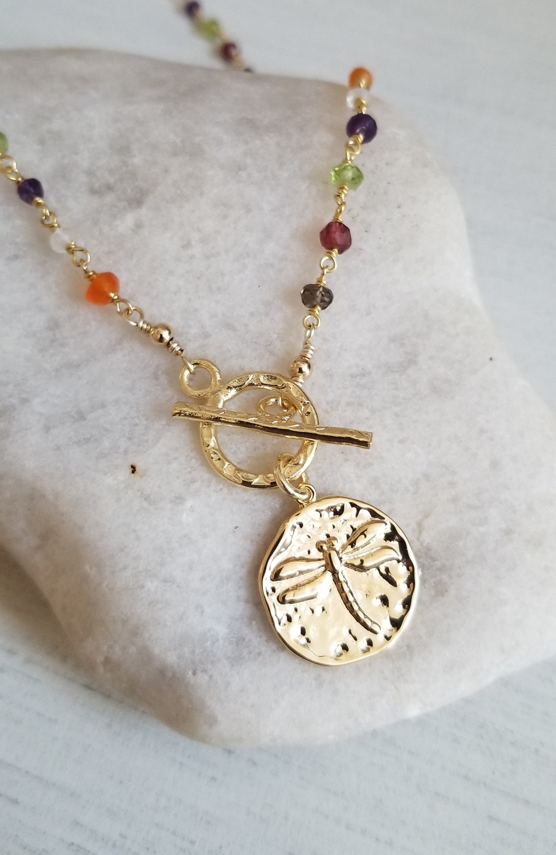 Toggle Necklace Gold Medallion Necklace Front Toggle Style | Etsy