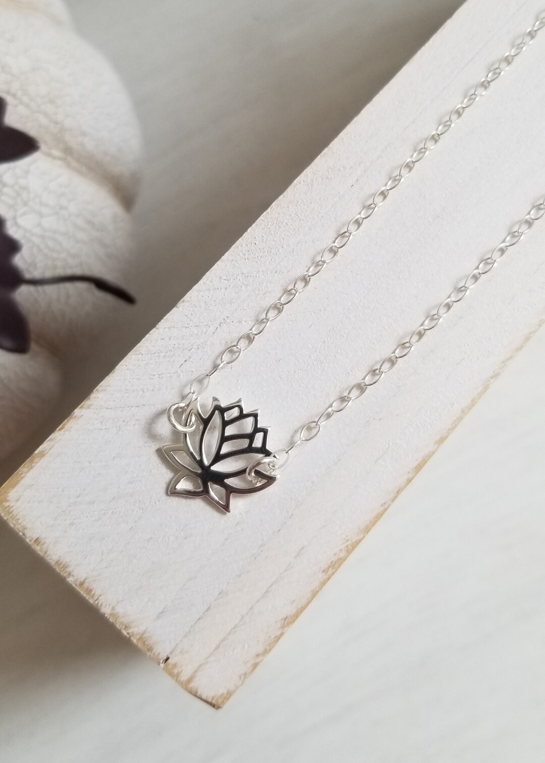 Lotus Flower Choker Necklace, Lotus Flower Pendant, Dainty Layering ...