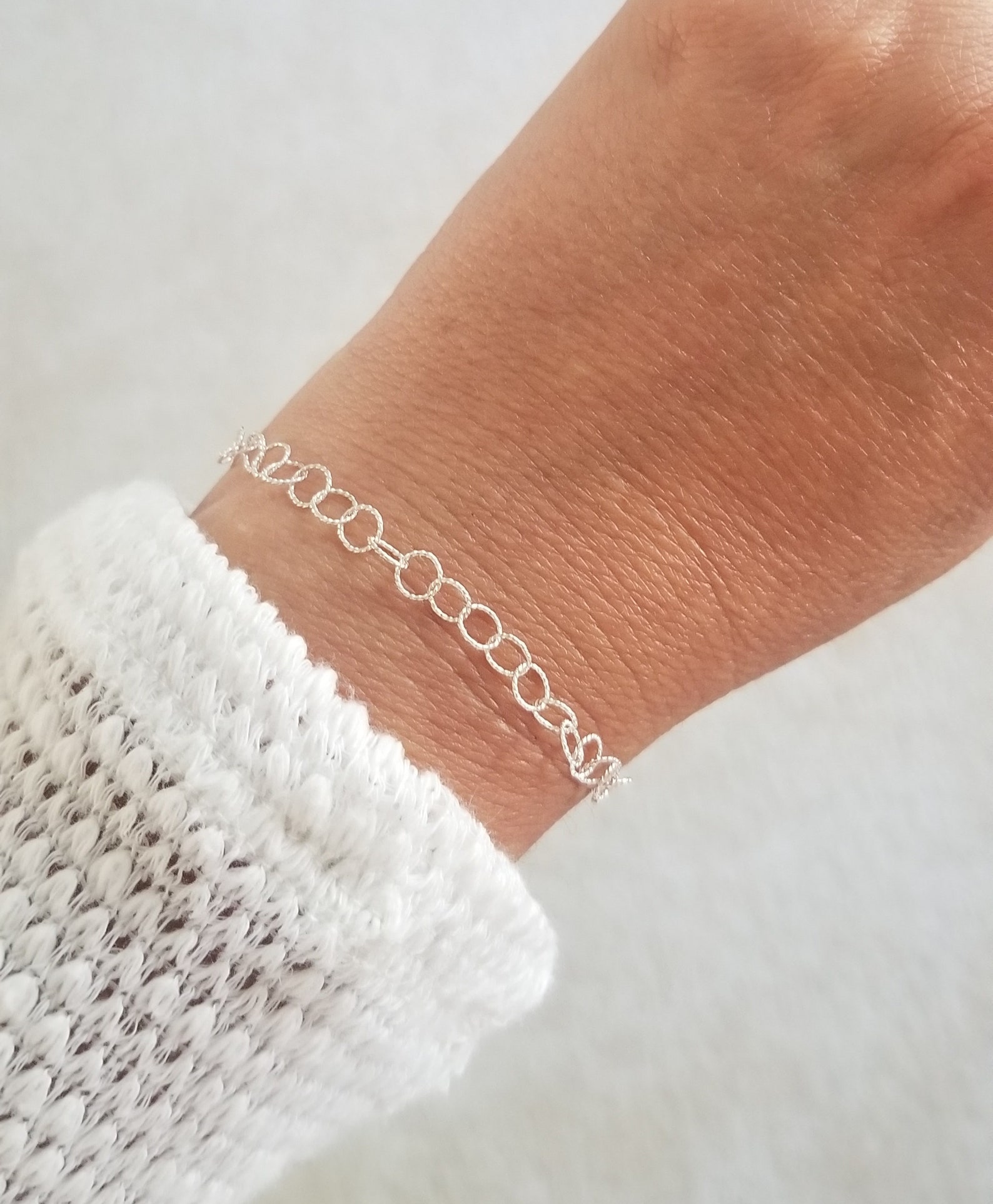 Sterling Silver Chain Bracelet Dainty Silver Bracelet for - Etsy