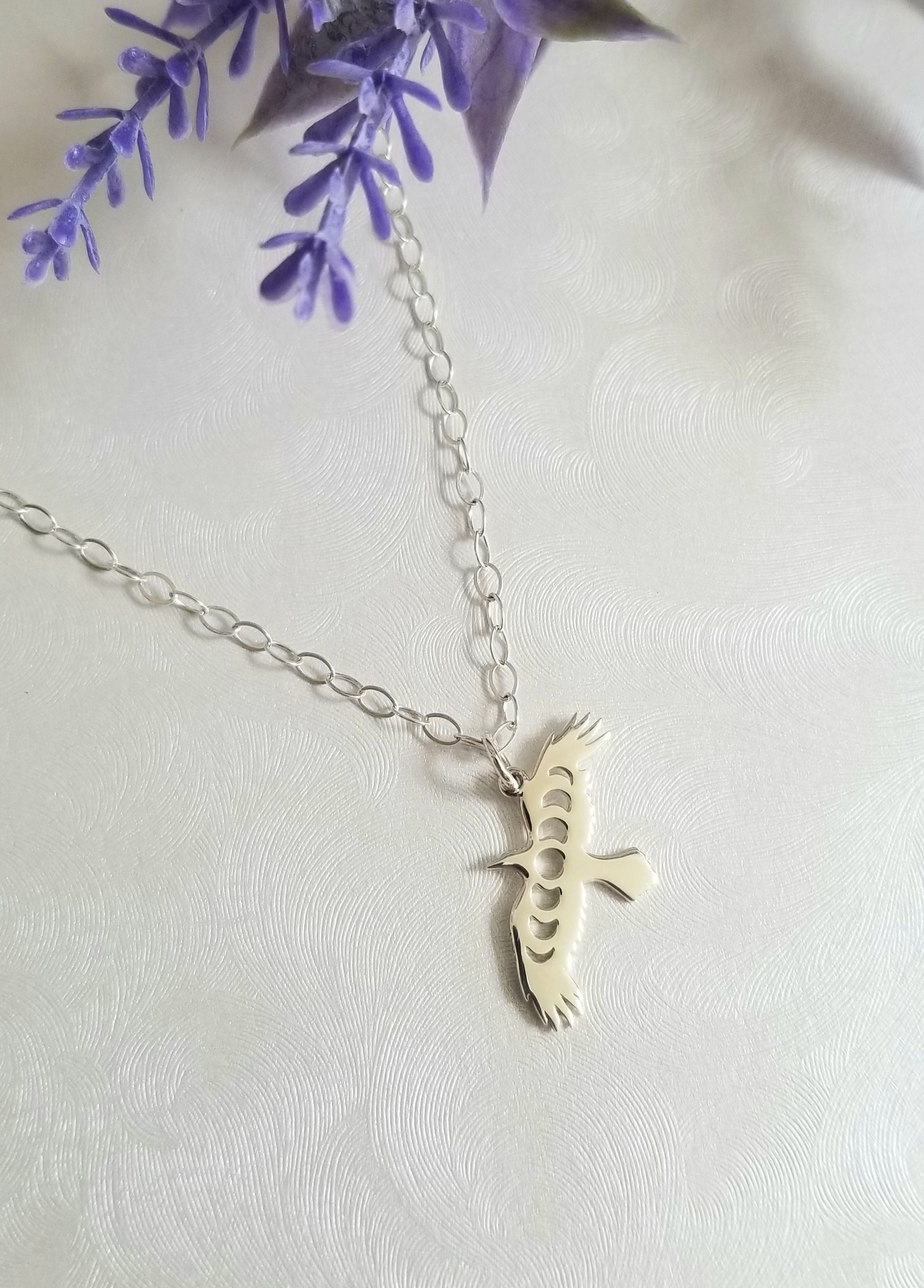 Raven Necklace Gold Raven Charm Necklace Bird Necklace Bird | Etsy