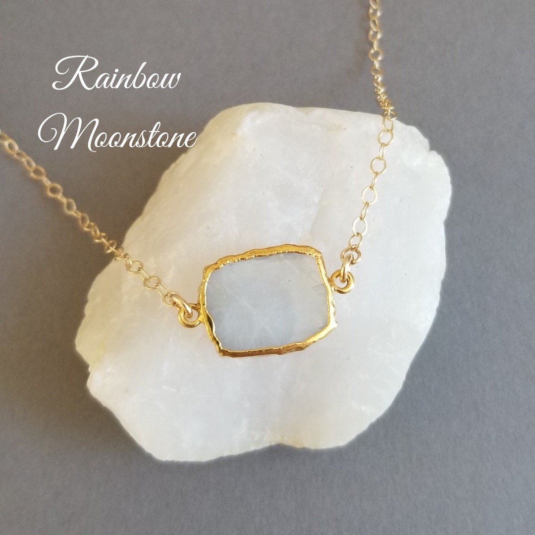 Moonstone Necklace, Moonstone Crystal Pendant Necklace, Gift for Sister ...
