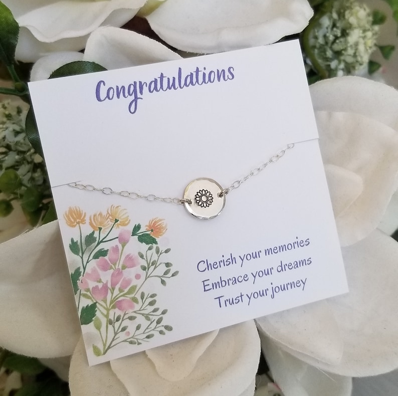 Graduation Gift for Her, Simple Everyday Bracelet, Sunflower Bracelet ...
